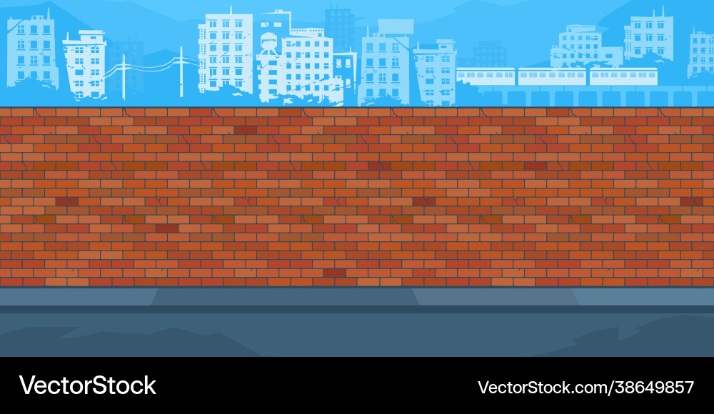 Flat empty brick wall with background Royalty Free Vector