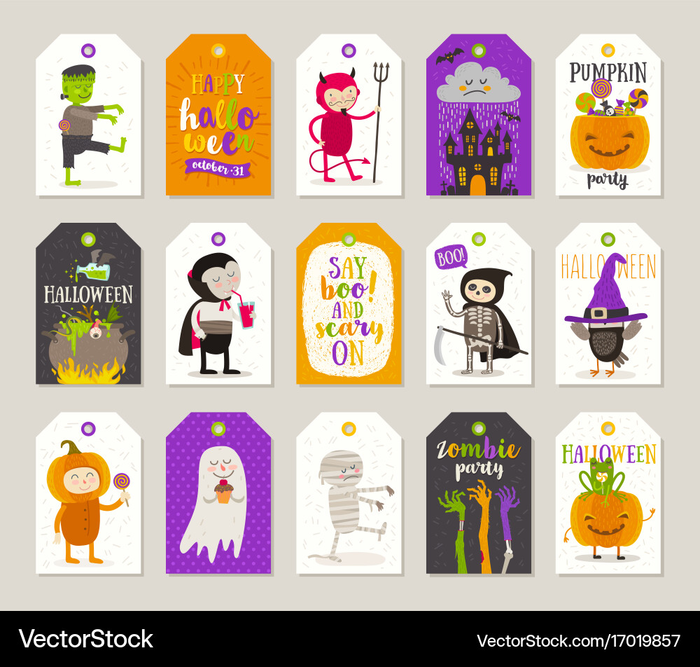 Set of halloween gift tags and labels Royalty Free Vector