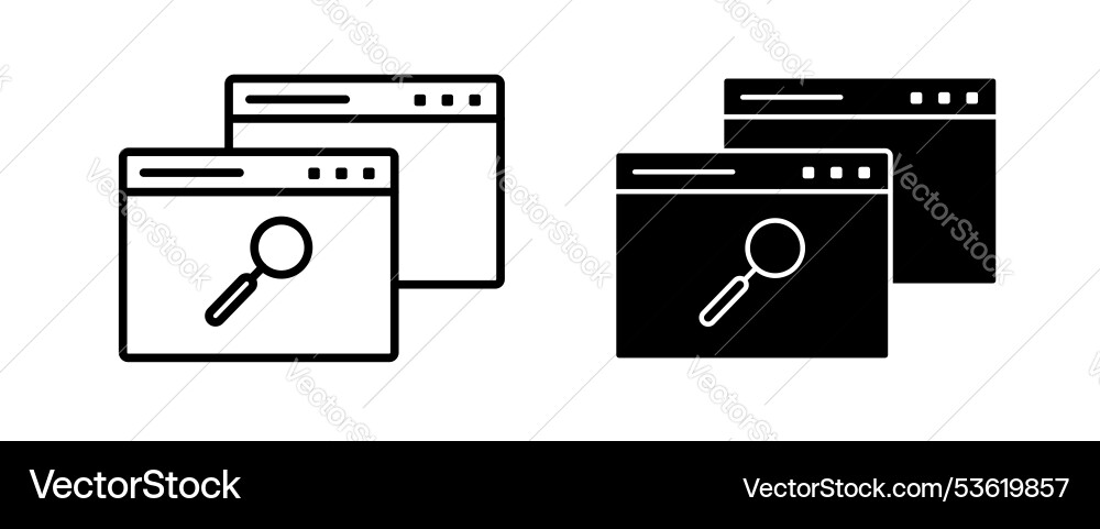 Web search icon set internet online optimization Vector Image