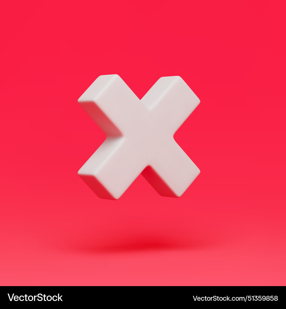 3d realistic white wrong check rotating mark sign Vector Image