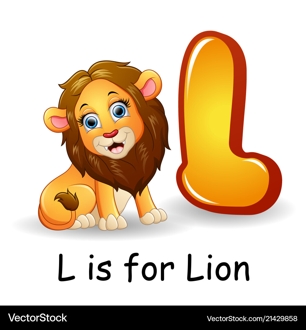Animals alphabet l is for lion Royalty Free Vector Image