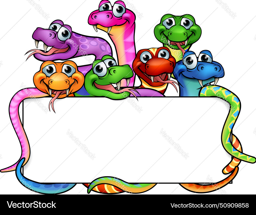 Cartoon snakes sign Royalty Free Vector Image - VectorStock