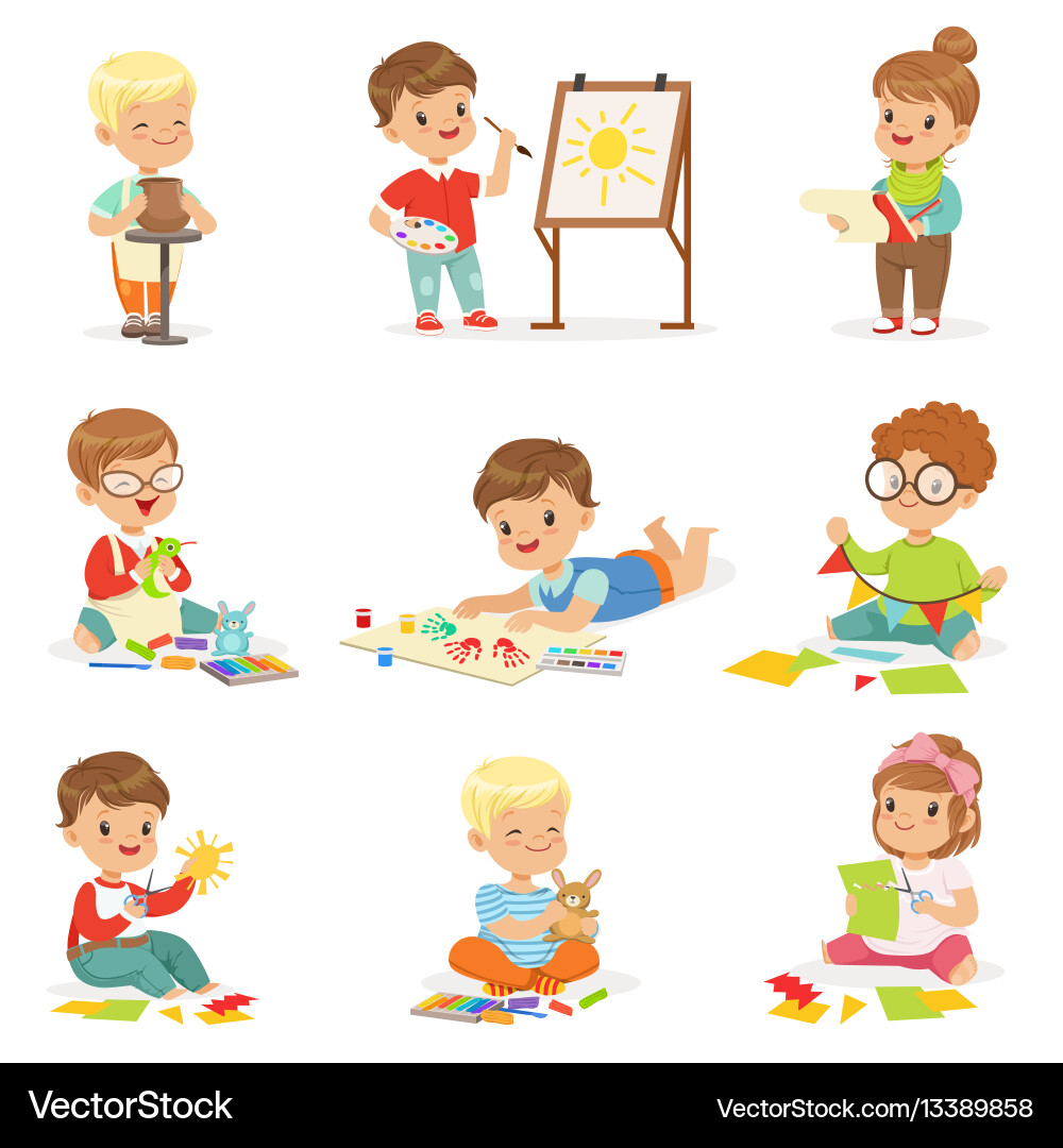 Kids doing crafts Vector Images & Graphics for Commercial Use | VectorStock