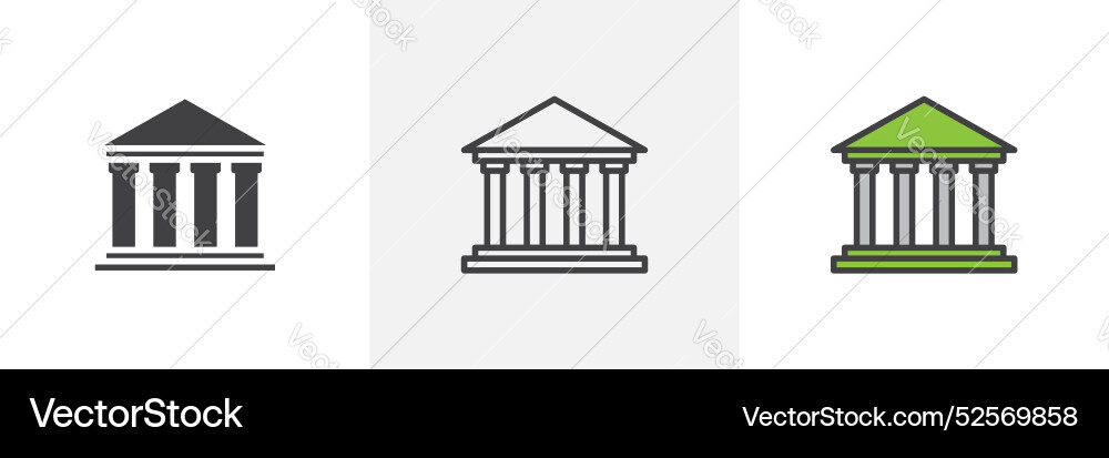 Courthouse icon set on white background Royalty Free Vector