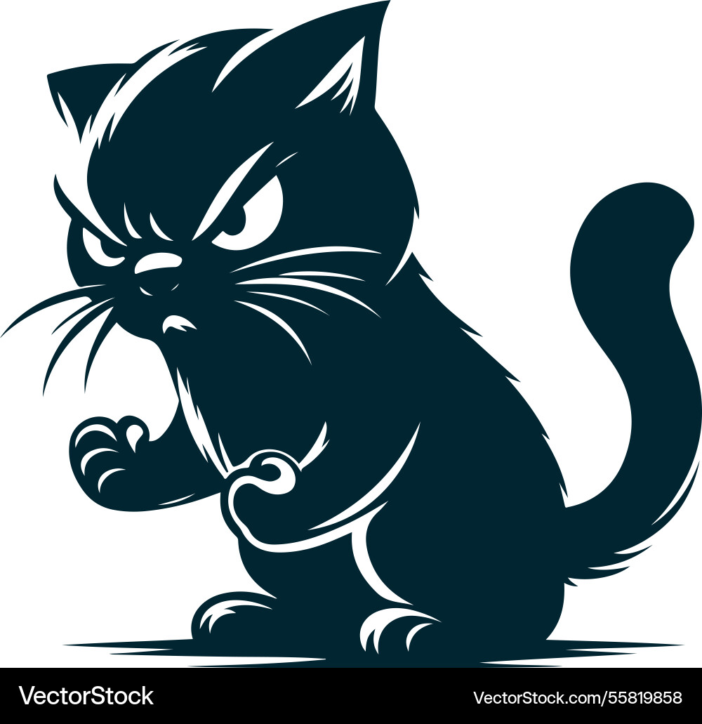 Fierce cat silhouette icon Royalty Free Vector Image