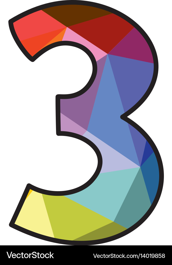 Flat number 3 isolated on white background Vector Image