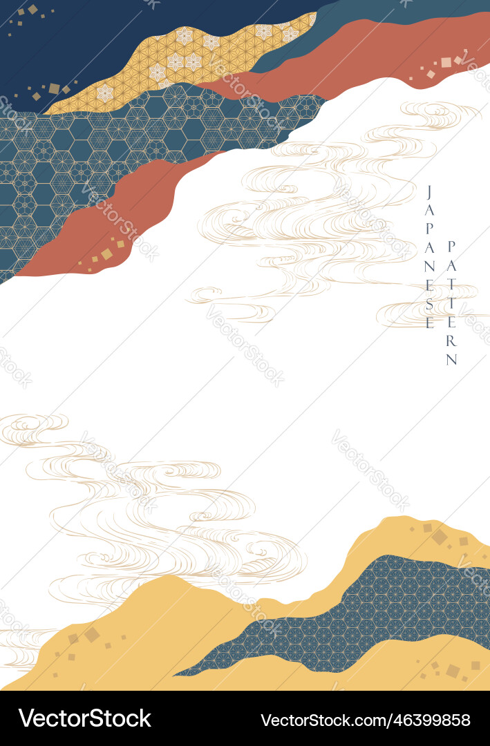 Landscape background with japanese hand drawn Vector Image