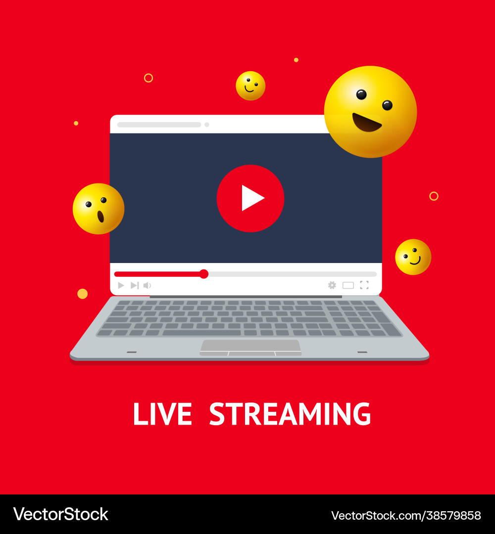 Live streaming concept banner with realistic Vector Image