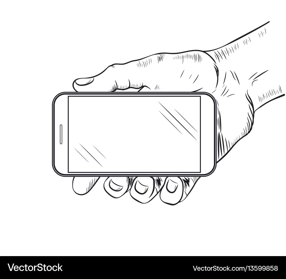 Mobile phone in hand Royalty Free Vector Image