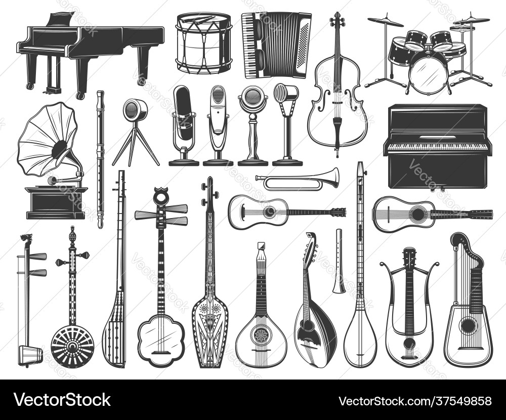 Music Instruments Collection Royalty Free Vector Image