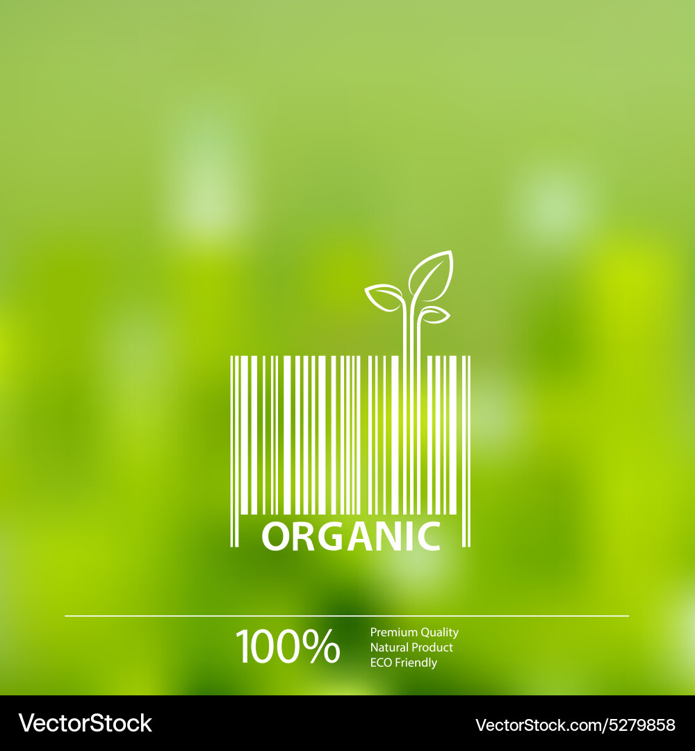 Organic barcode symbol on blurry background Vector Image