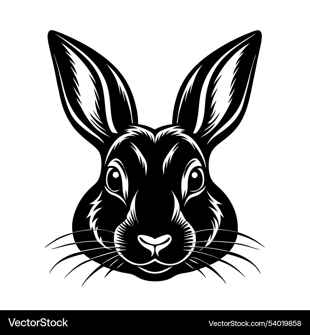 Rabbit head silhouette art Royalty Free Vector Image
