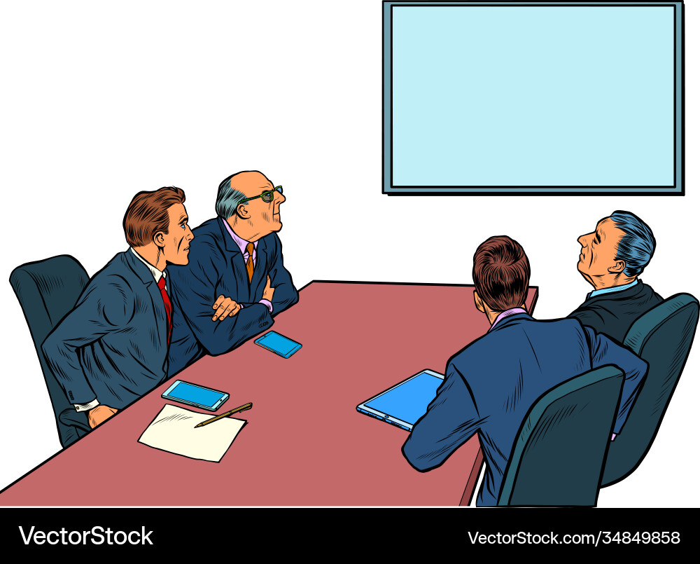 Retro Business Meeting Royalty Free Vector Image