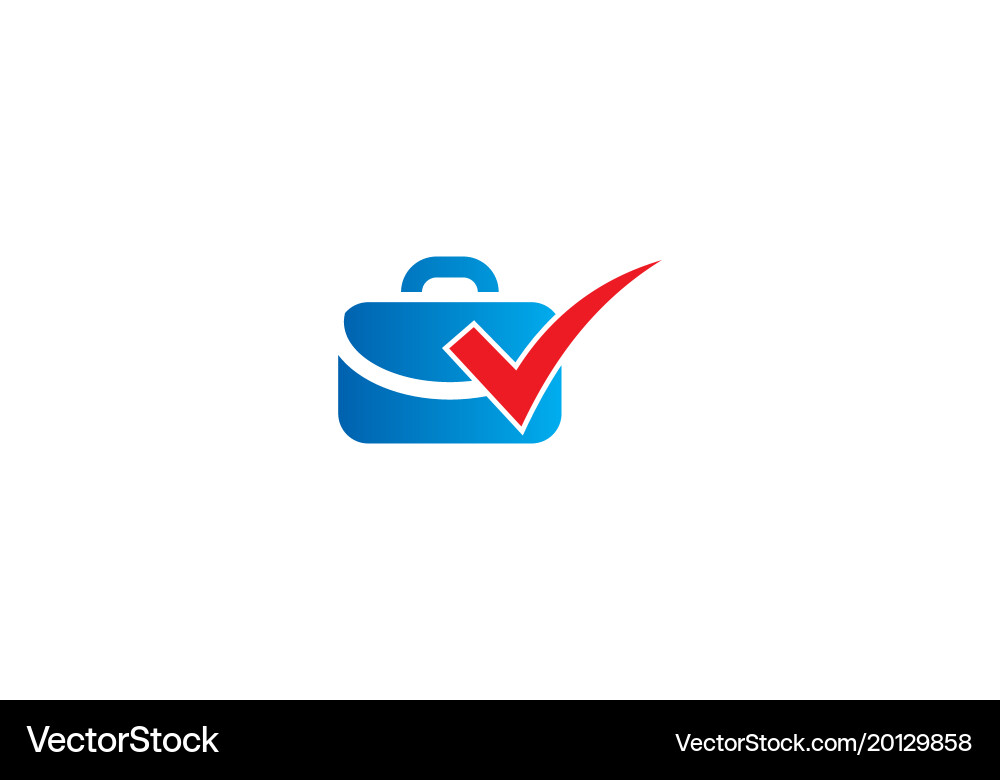 Suitcase travel bag check logo Royalty Free Vector Image