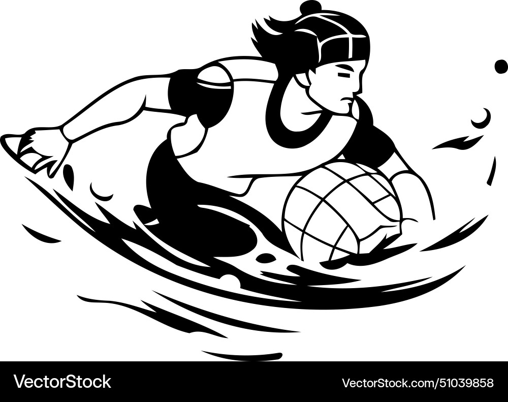 Water polo player with ball Royalty Free Vector Image