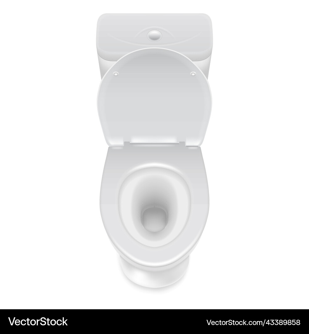 White toilet with open cap top view realistic Vector Image