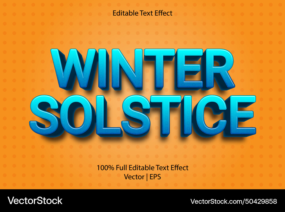 Winter solstice editable text effect embossed Vector Image