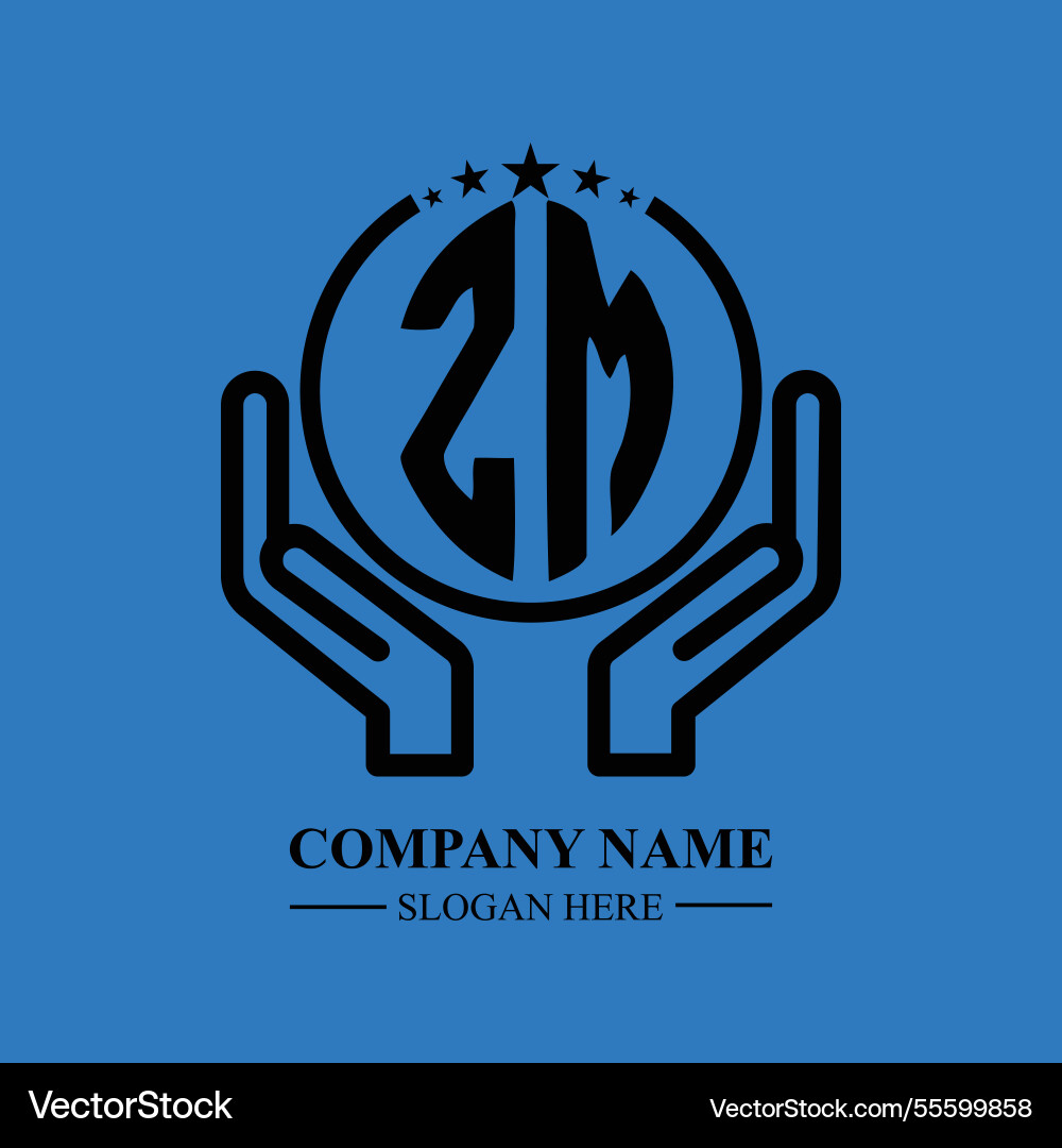 Zm initials modern logo design featuring held Vector Image