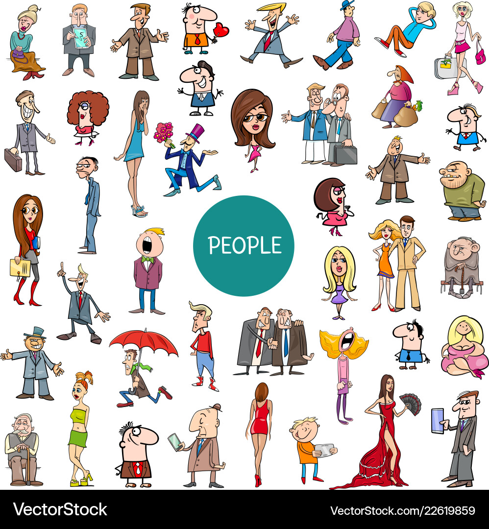 Cartoon people characters set Royalty Free Vector Image