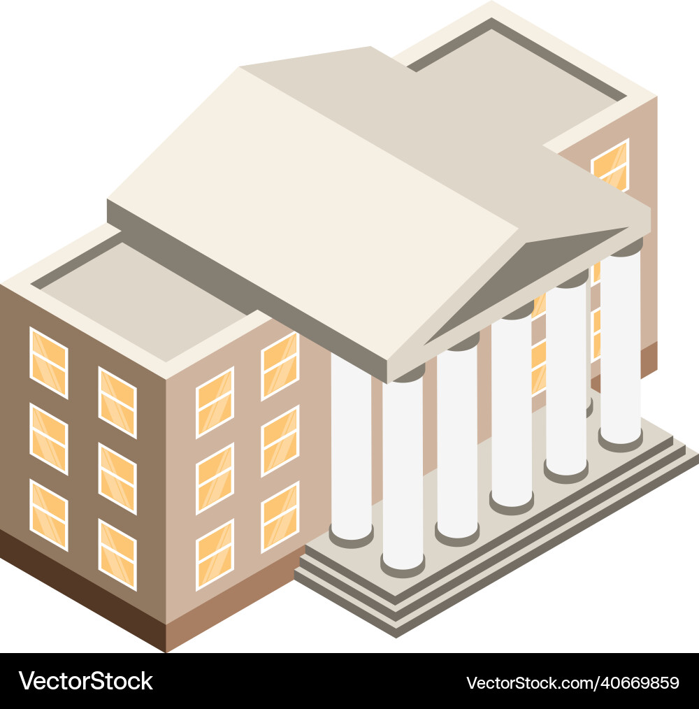 Court building isometric composition Royalty Free Vector