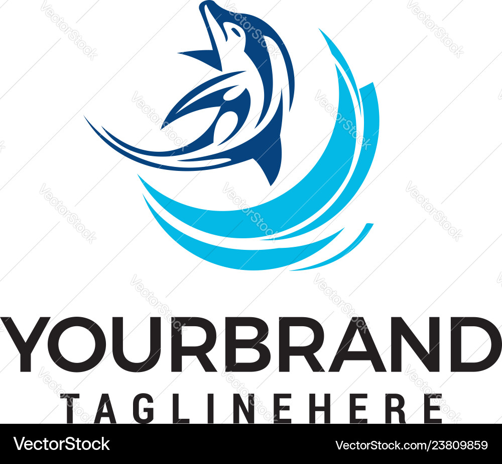 Dolphin Wave Logo - Blue Splash Royalty Free Vector Image