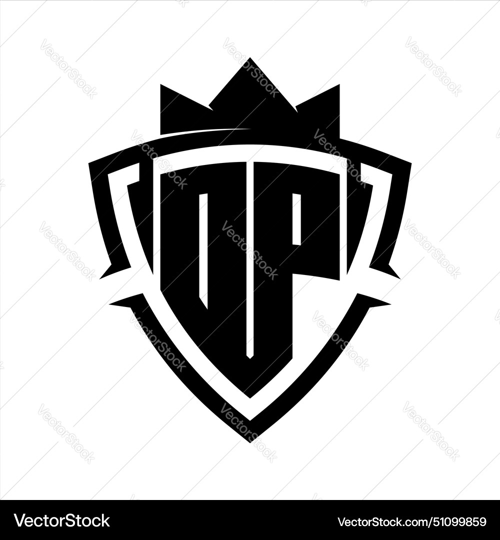 Dp letter bold monogram triangle curve shield Vector Image