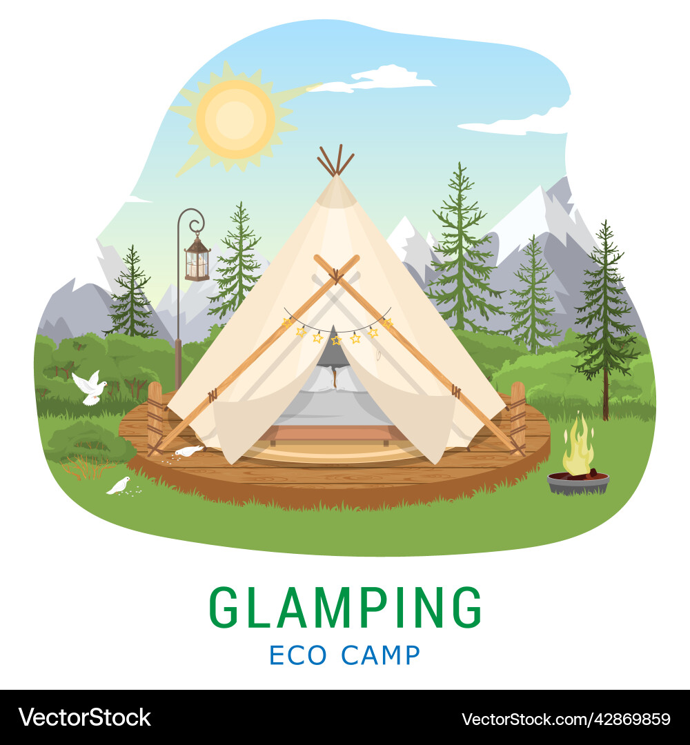 Eco Glamping Camp Poster Royalty Free Vector Image
