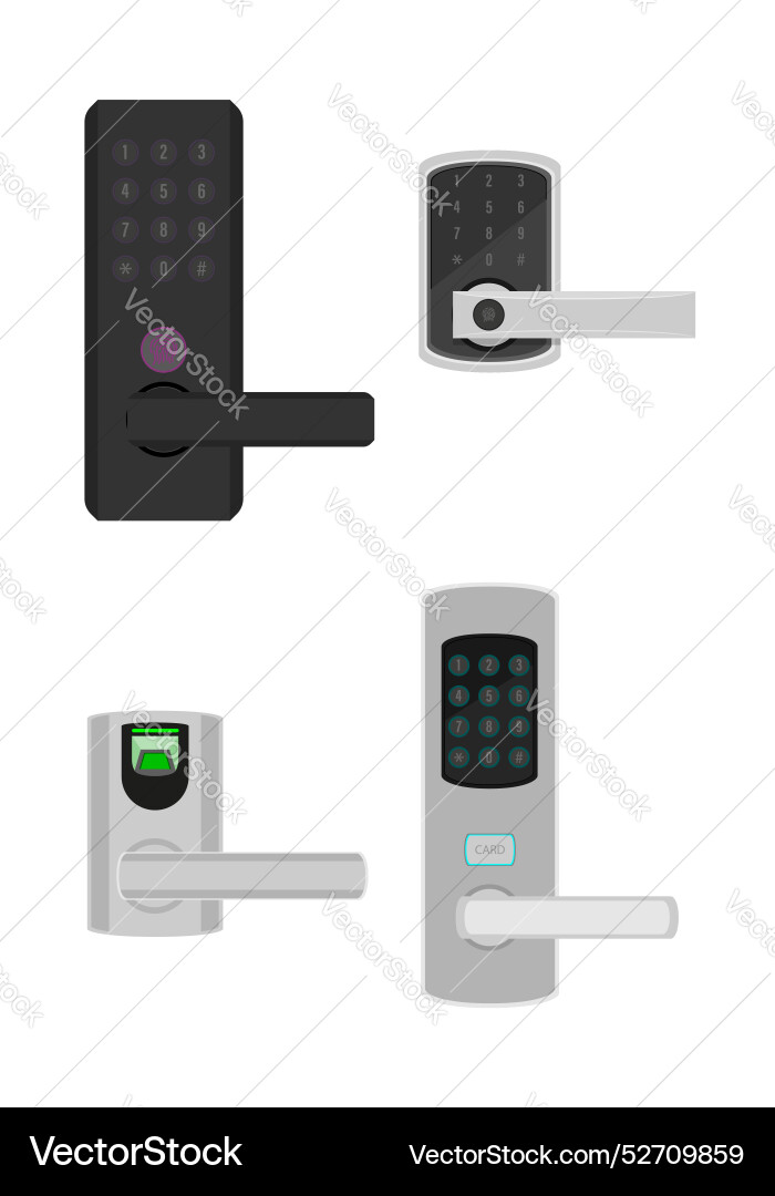 Electronic lock with handle knob and electric Vector Image