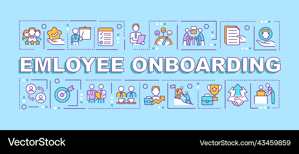 Employee onboarding word concepts blue banner Vector Image