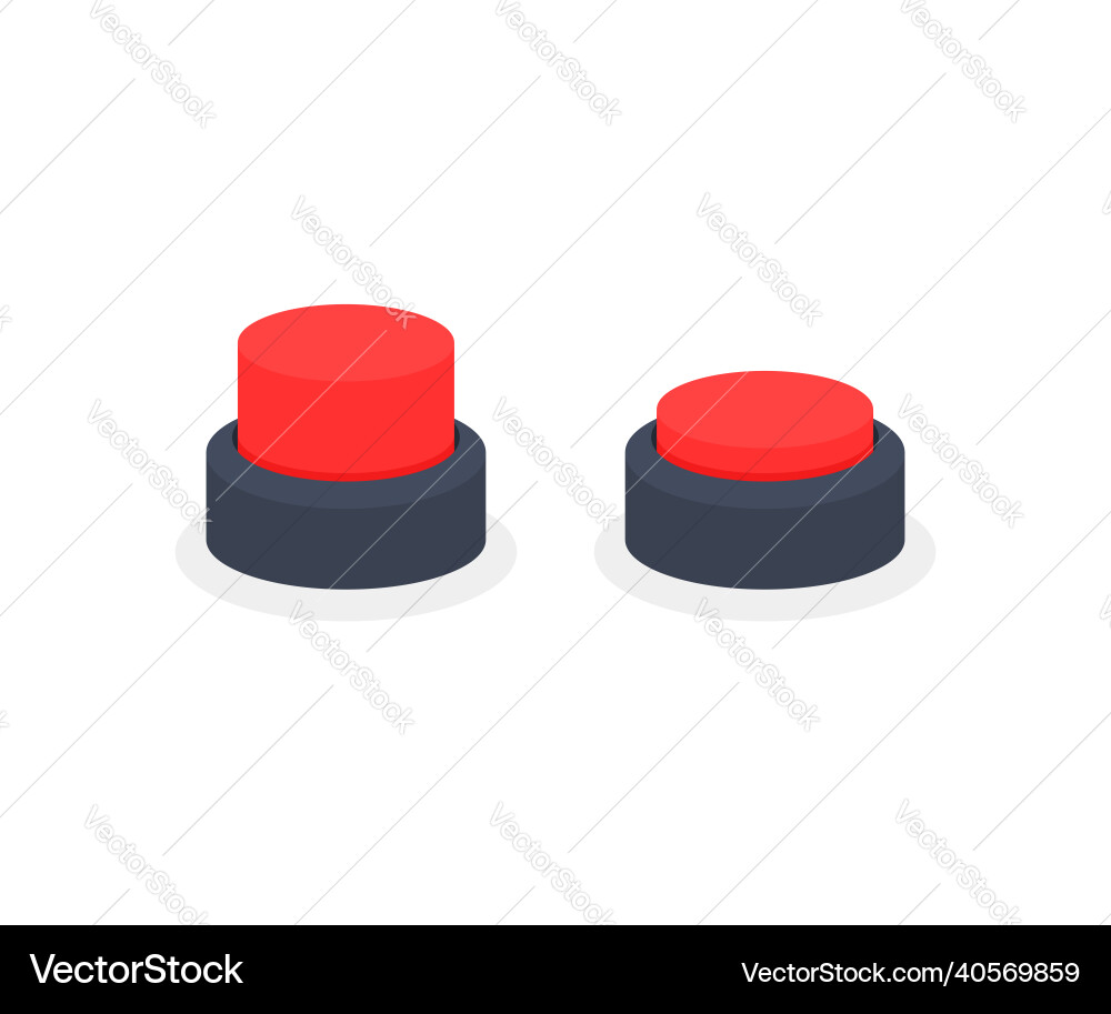 Inactive and pressed red cartoon button Royalty Free Vector