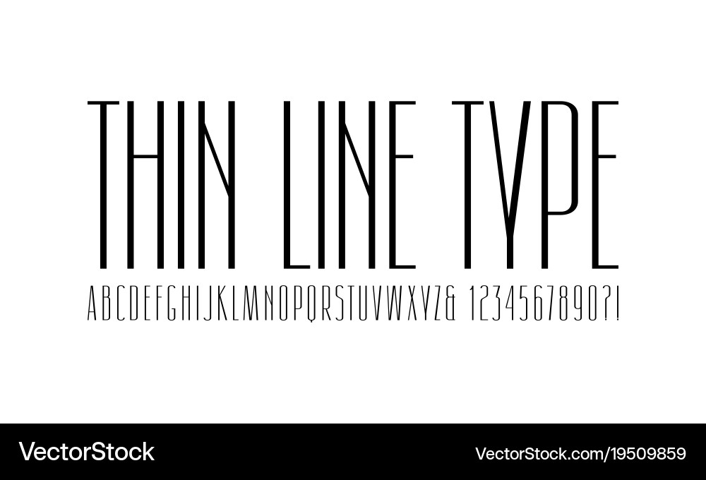 Narrow sans serif font thin line typeface Vector Image
