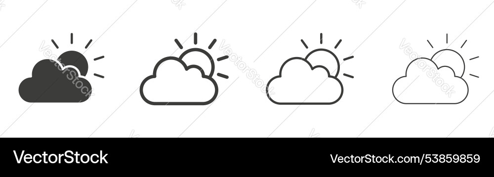 Partially cloudy icon set Royalty Free Vector Image