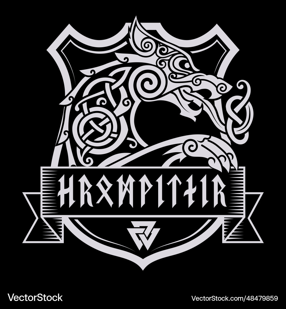 Scandinavian viking design fenrir wolf head Vector Image