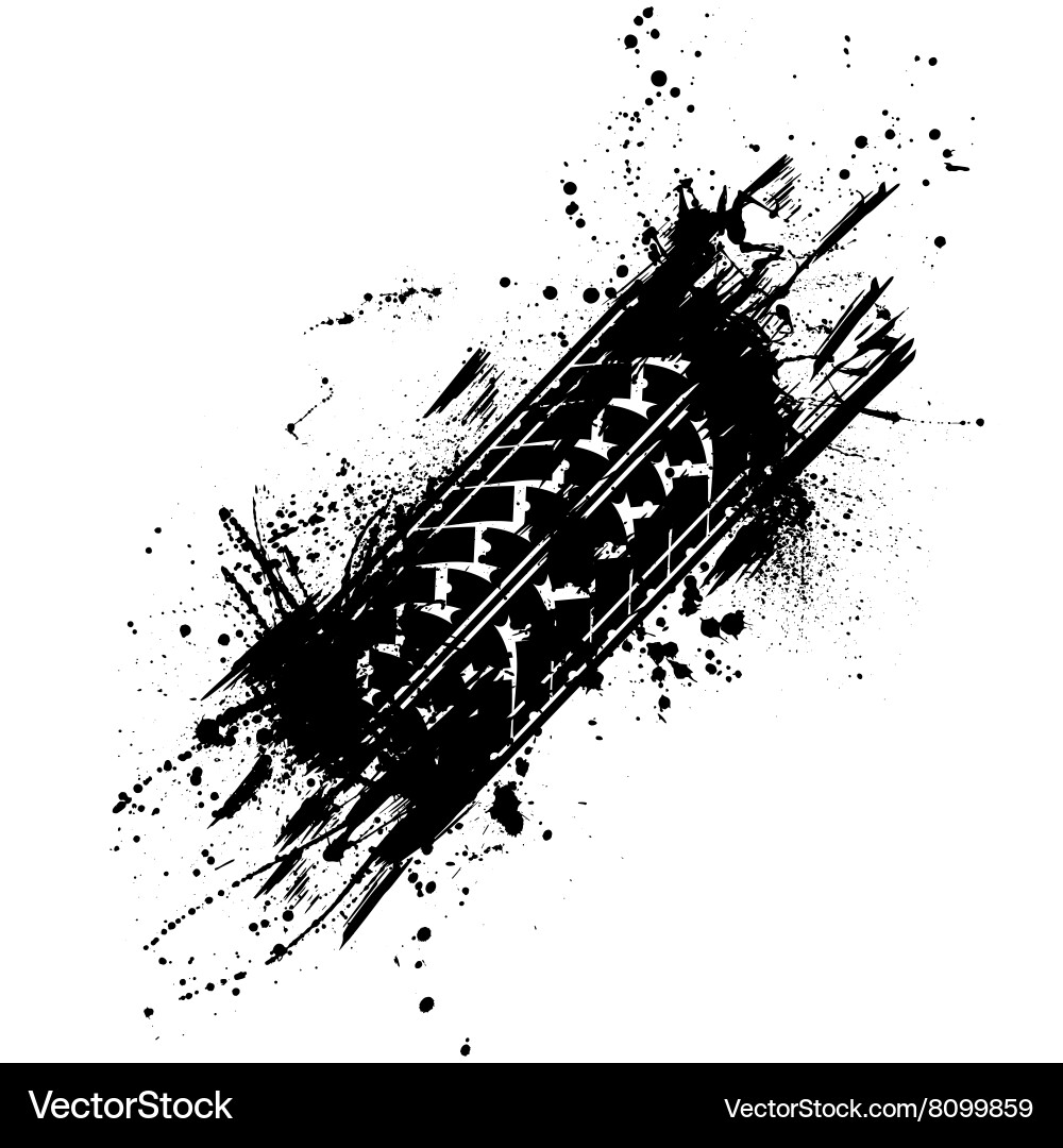 Tire track sign splash Royalty Free Vector Image