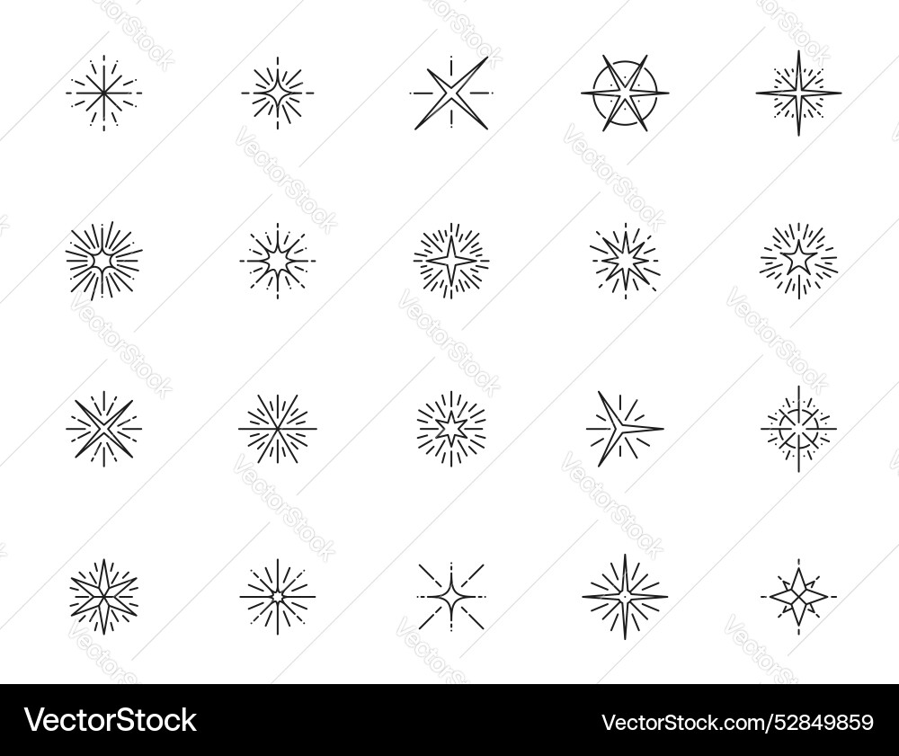 Winter Twinkle Sparkle Star Icons Lizenzfreies Vektorbild