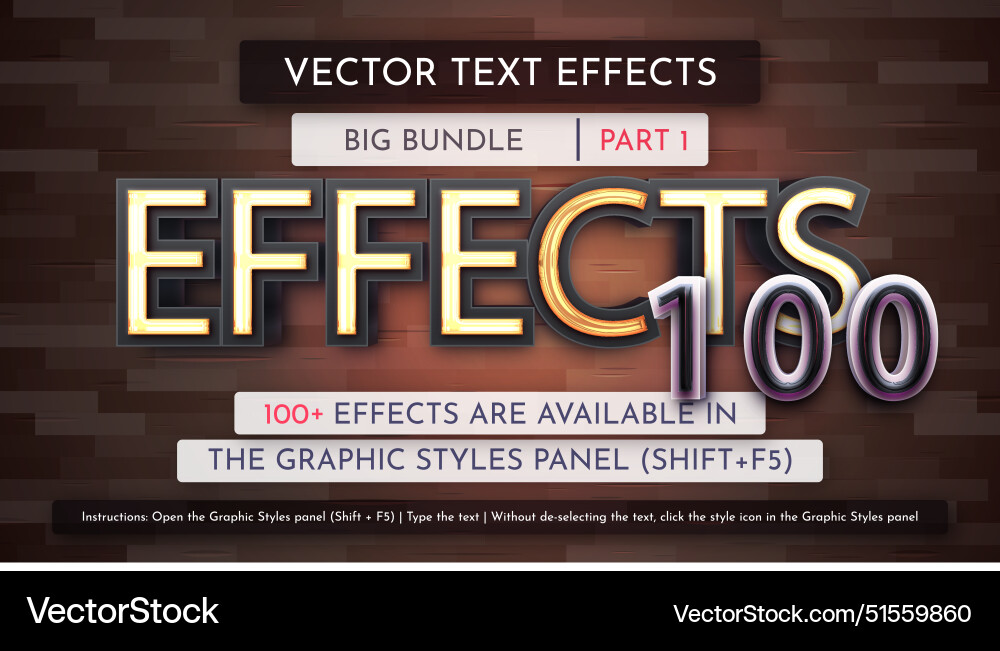 100 text effects graphic styles part 1 Royalty Free Vector