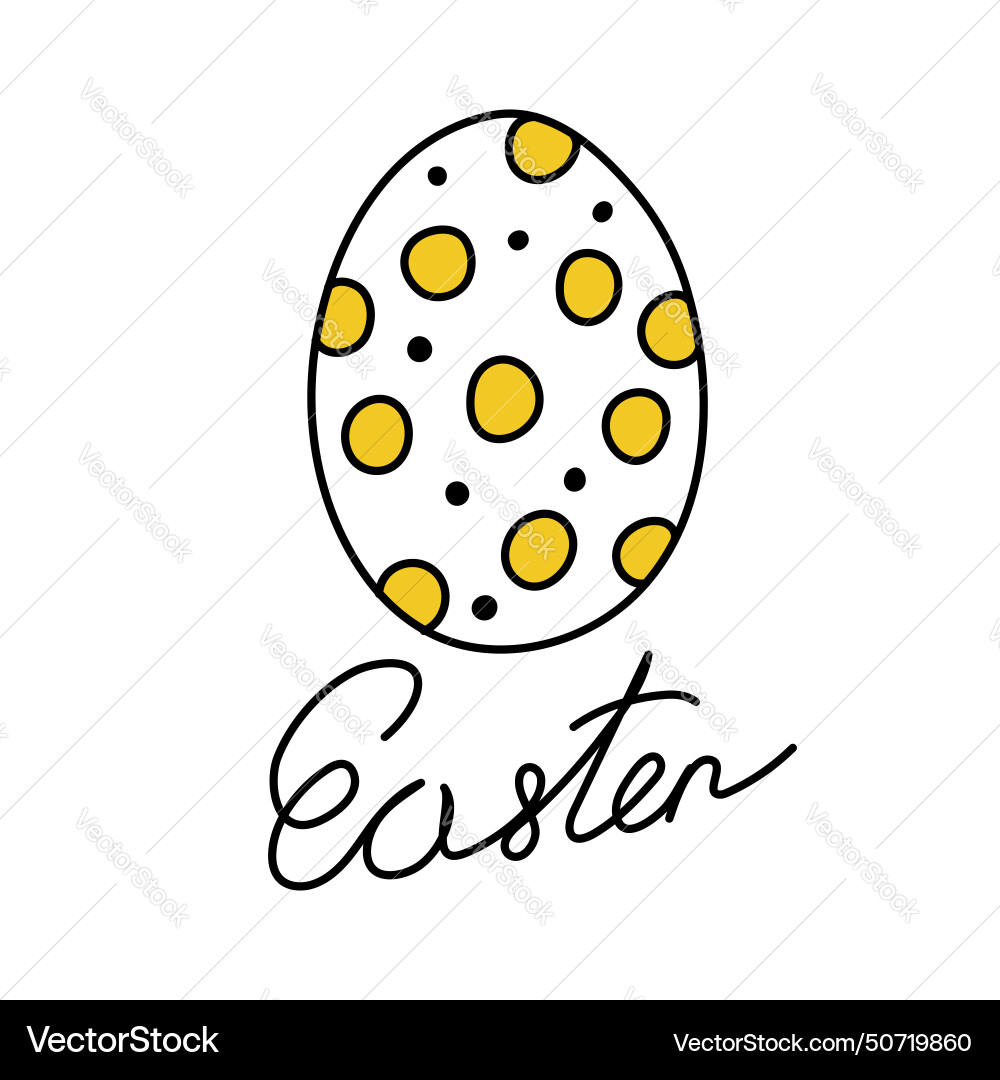 Cute easter egg in polka dots manual lettering Vector Image