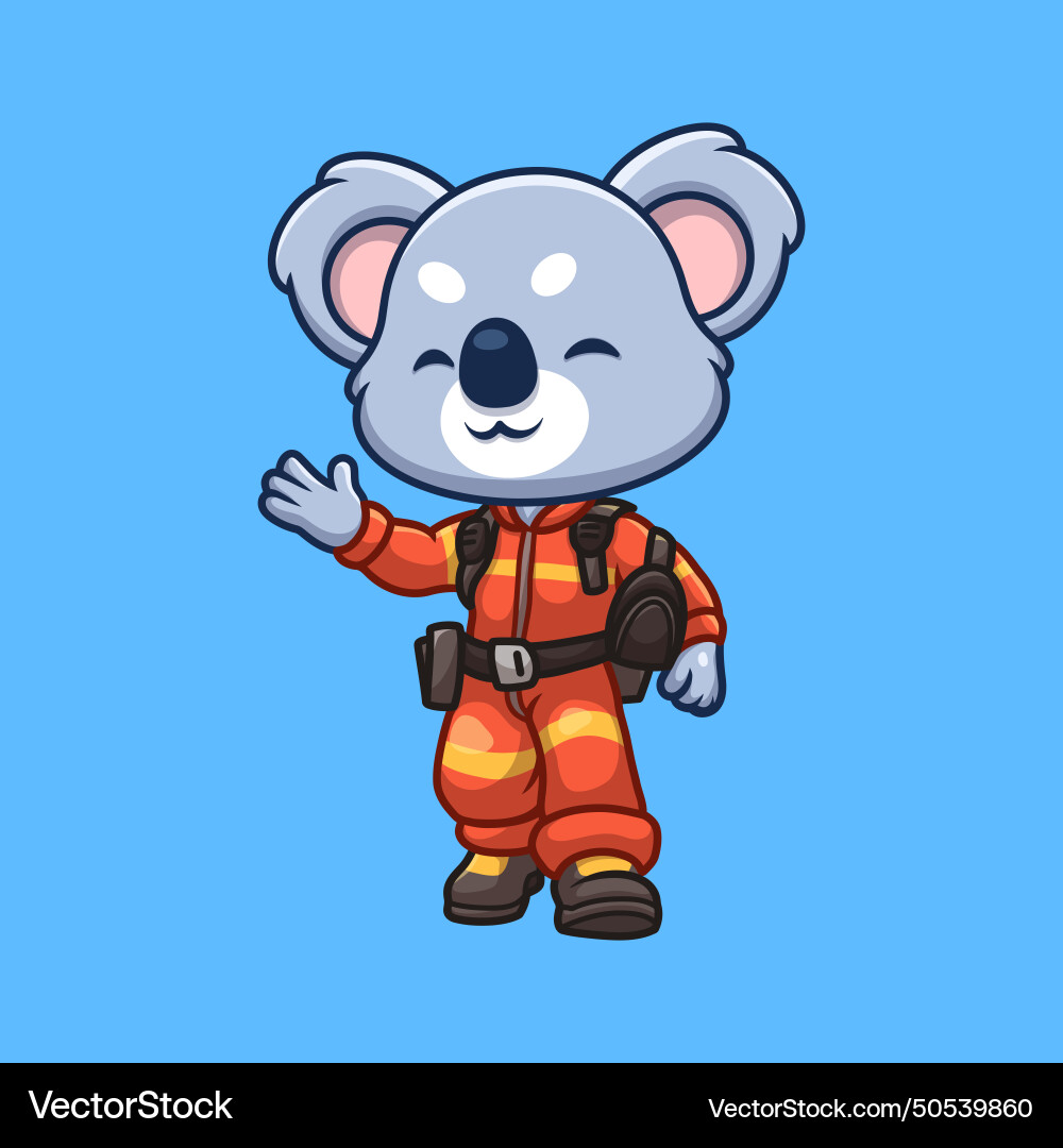 Firefighter koala cute cartoon Royalty Free Vector Image