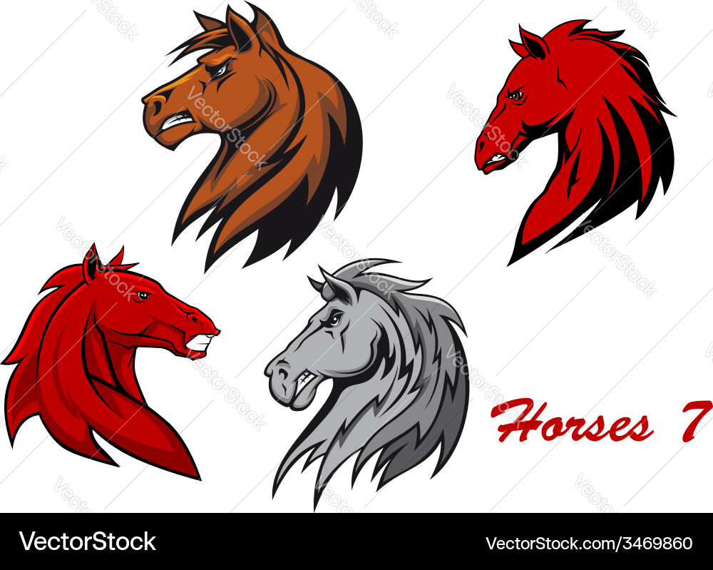 Horse stallions cartoon characters Royalty Free Vector Image
