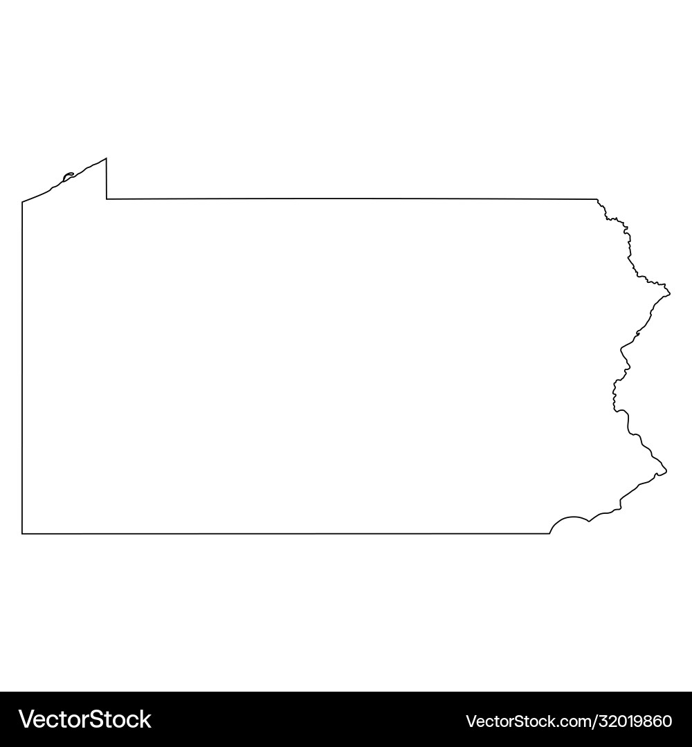 Pennsylvania pa state border usa map outline Vector Image