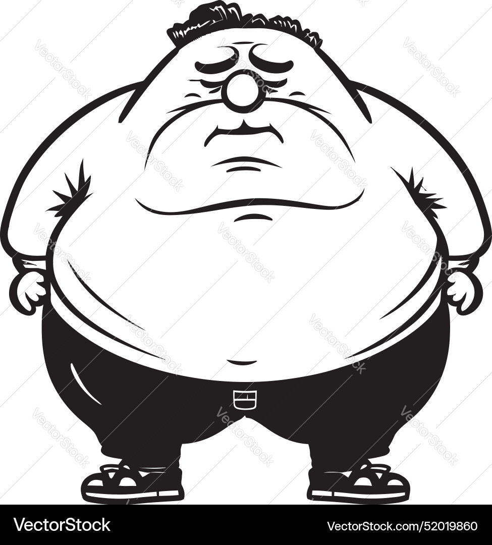 Rotund representation black logo chubby character Vector Image