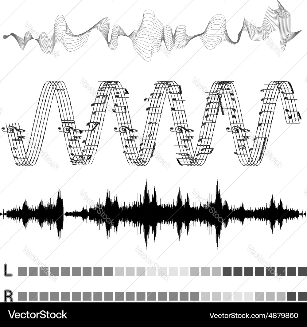 Sound waves set Royalty Free Vector Image - VectorStock