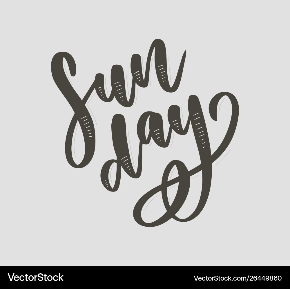 Sunday - hand drawn lettering phrase modern brush Vector Image
