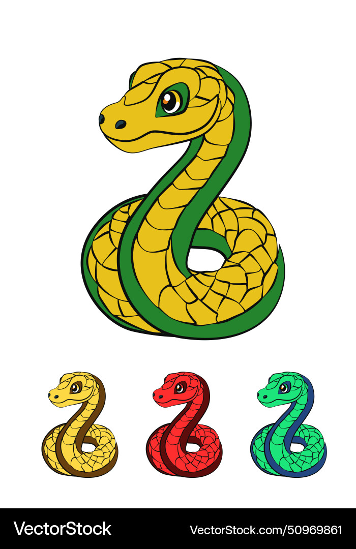Different colors of snake Royalty Free Vector Image
