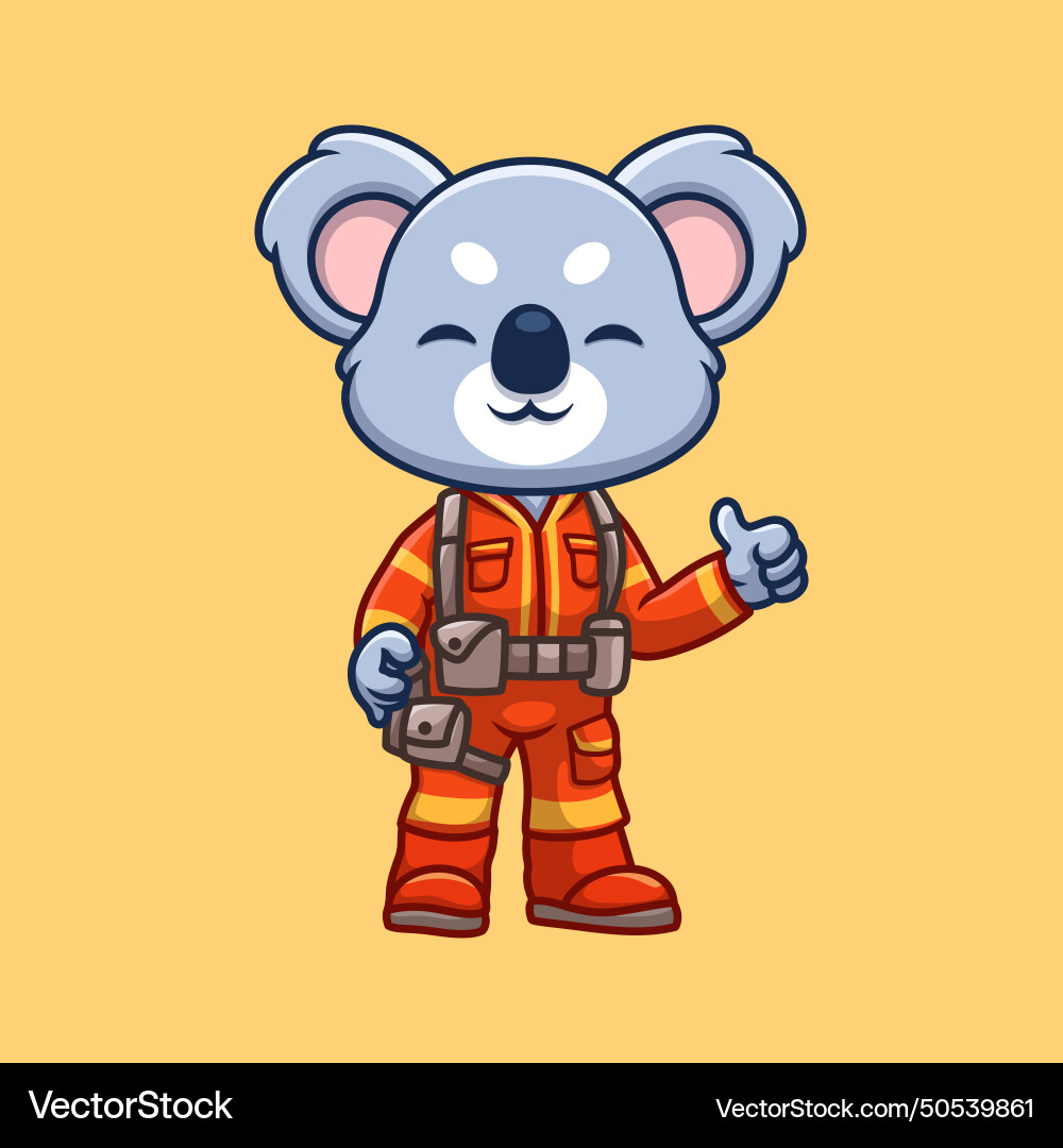 Firefighter koala cute cartoon Royalty Free Vector Image