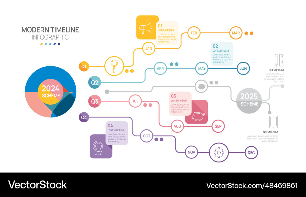 Infographic template business 2024 months modern Vector Image
