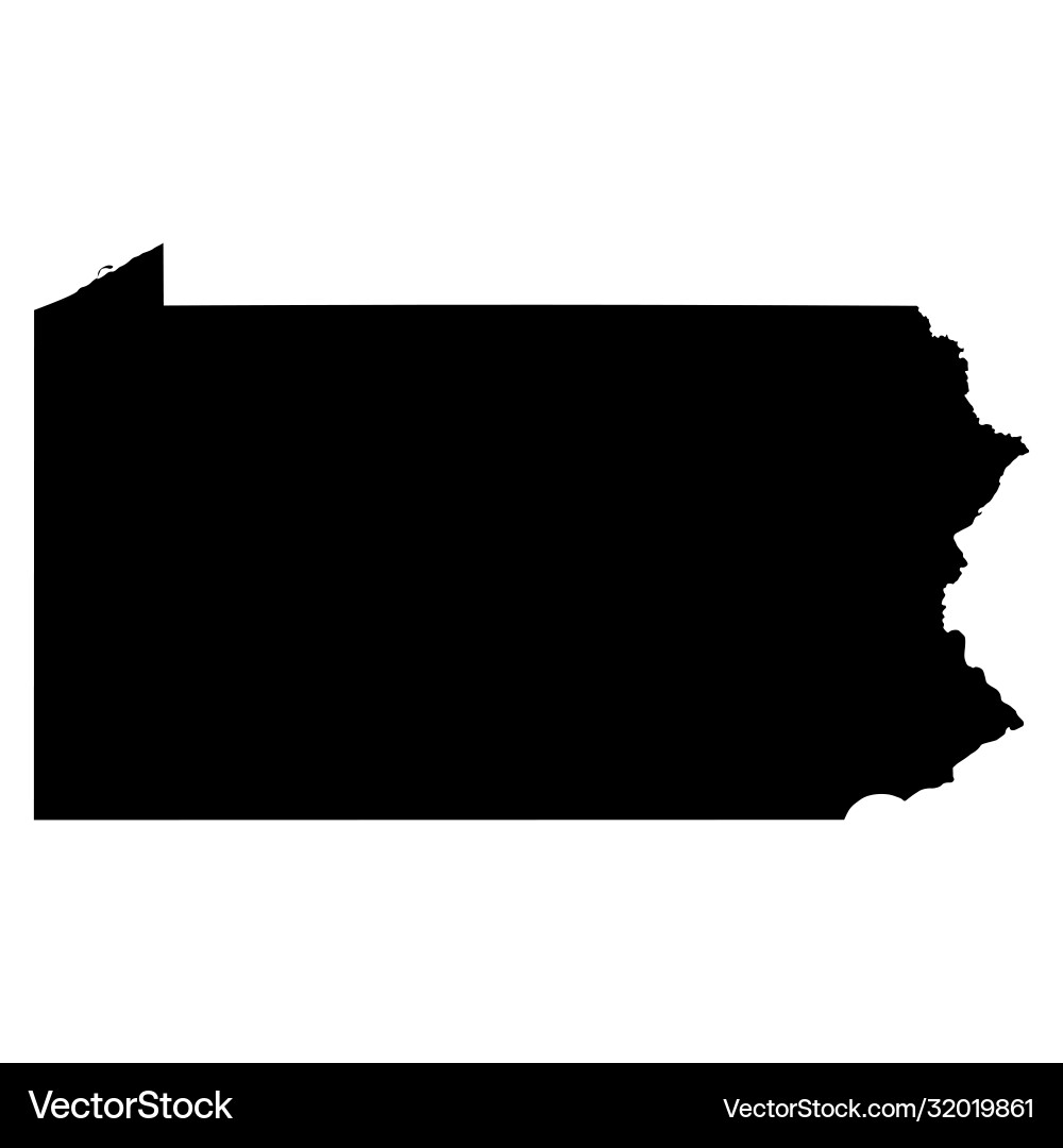 Pennsylvania pa state border usa map solid Vector Image