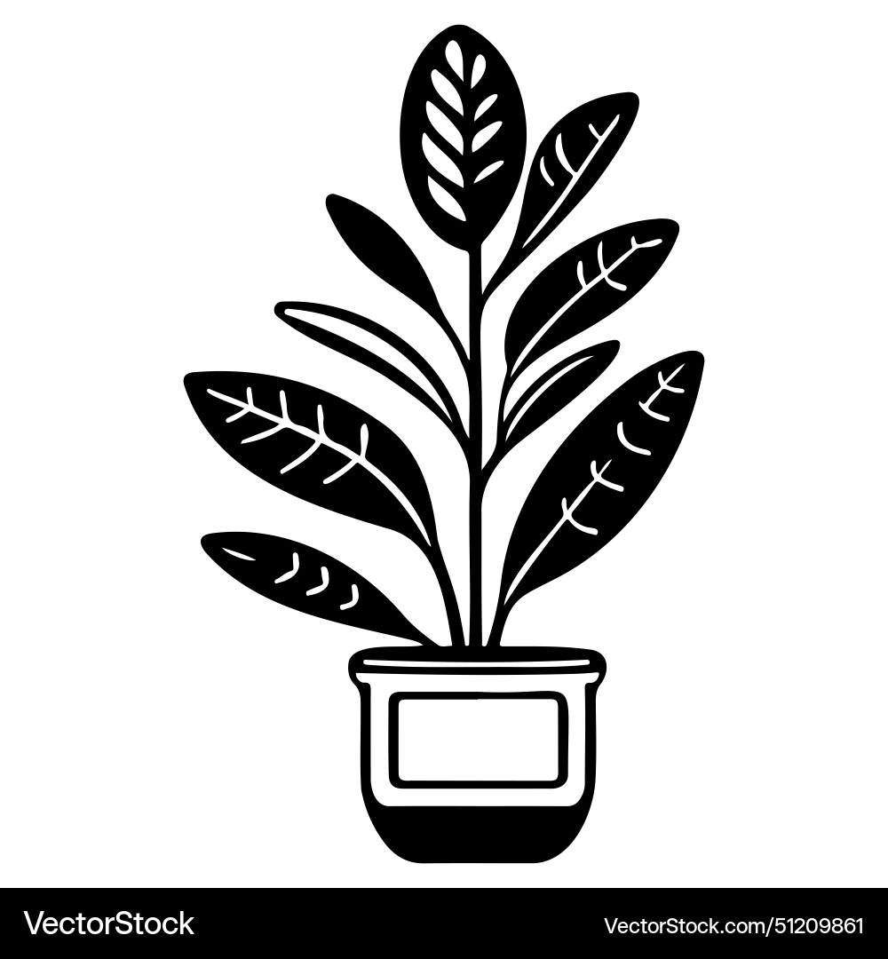 Plant pot sketch hand draw Royalty Free Vector Image