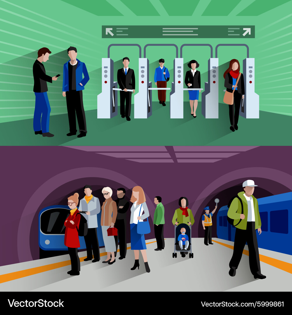 Subway Passengers at Station Royalty Free Vector Image