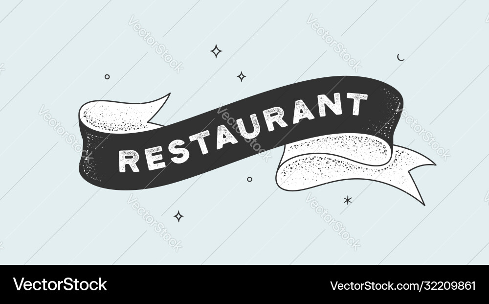 Vintage Restaurant Ribbon Royalty Free Vector Image